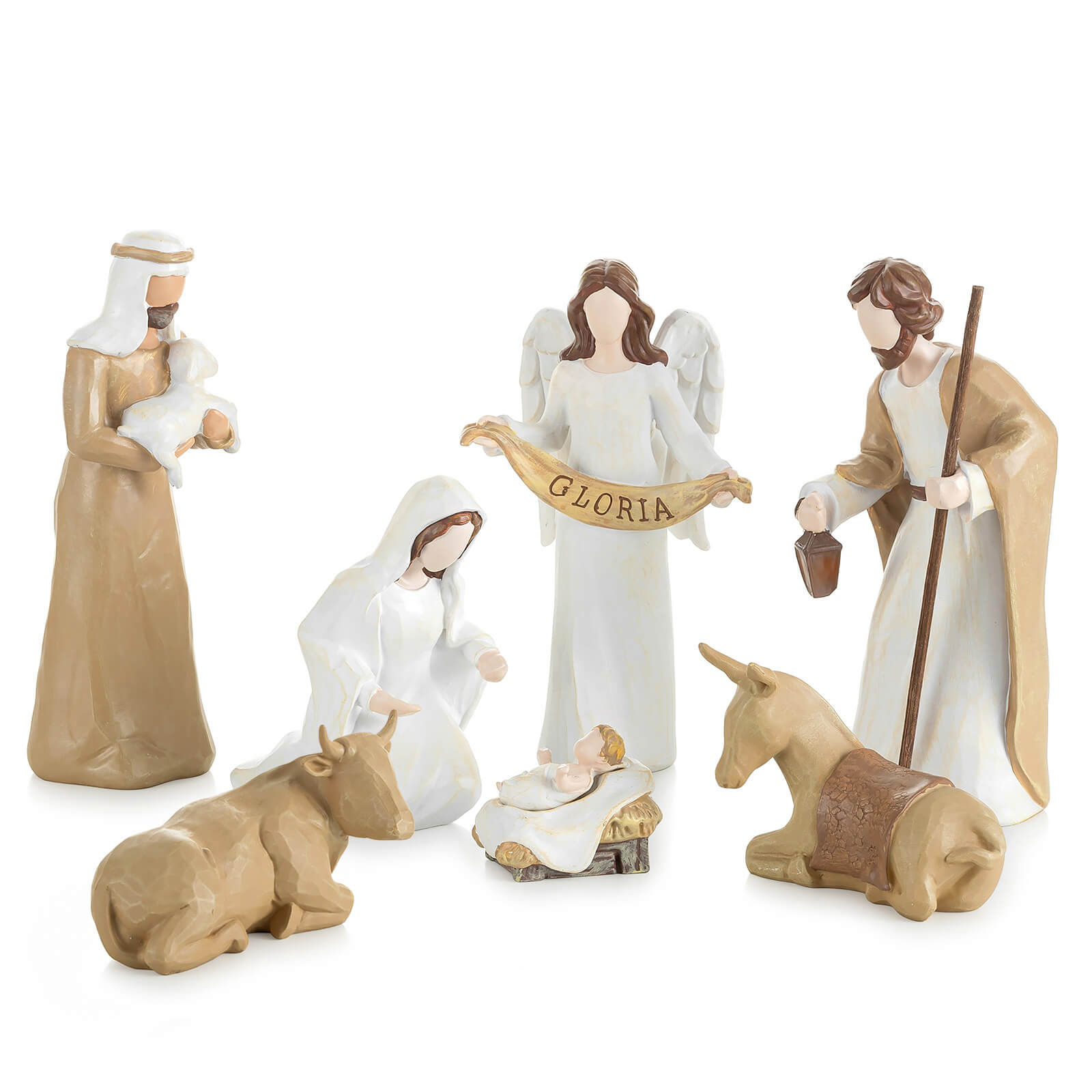 Christmas Nativity Set Indoor: 8/12-Piece Religious Resin Figurines ...